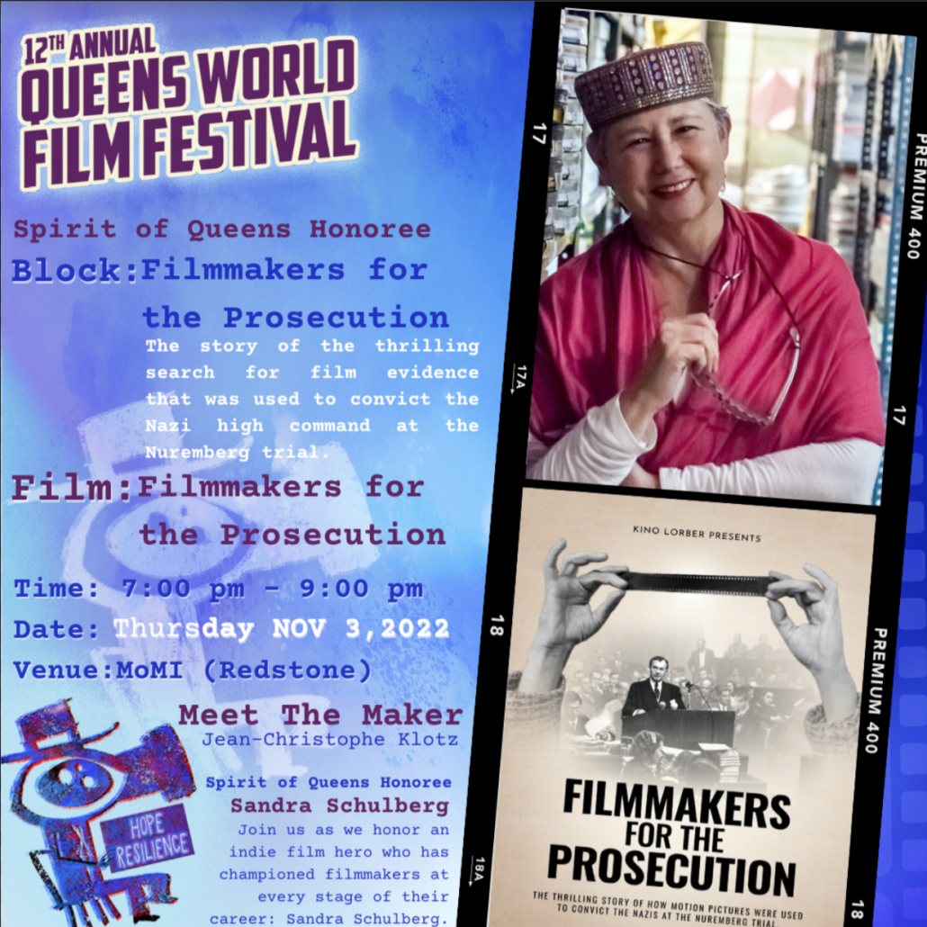 Spirit of Queens Presentation: Sandra Schulberg - November 3rd @ 7:00 PM - Queens World Film ...